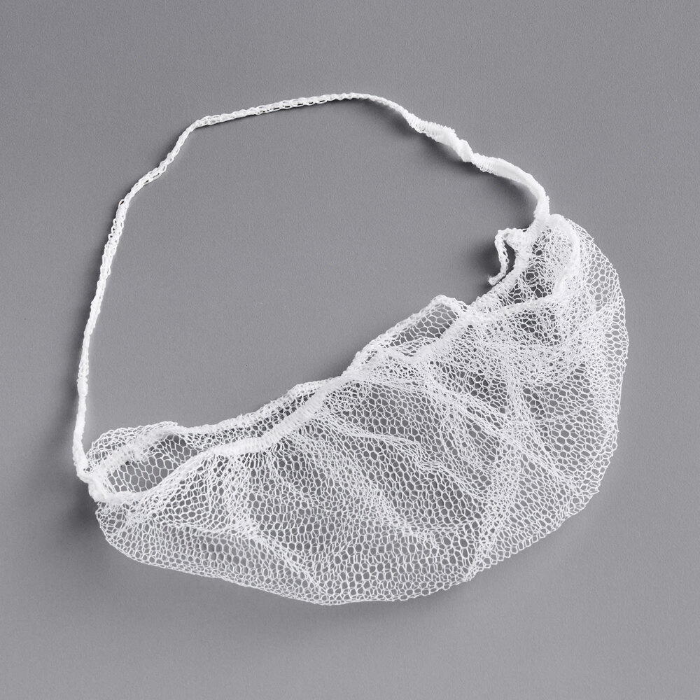 Choice 18" White Nylon Beard Net - 100/Pack