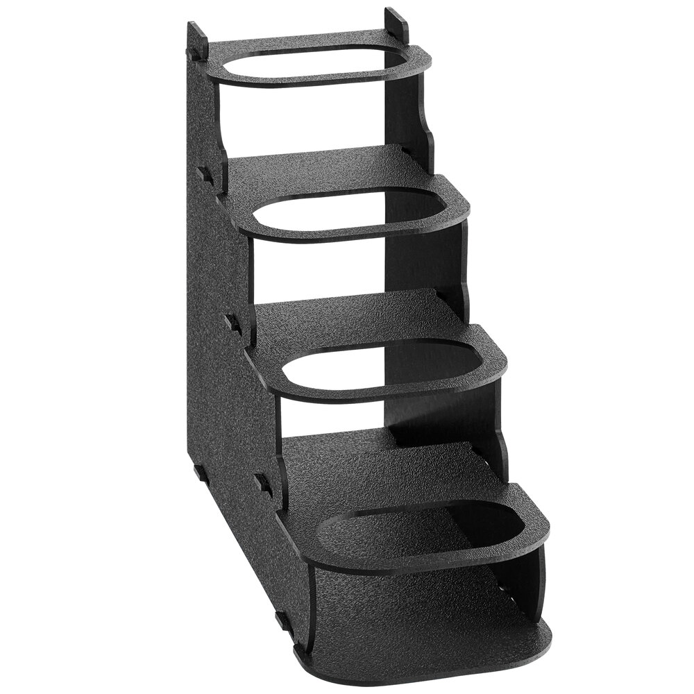ServSense Black 4-Section Stepped Condiment Bottle Organizer