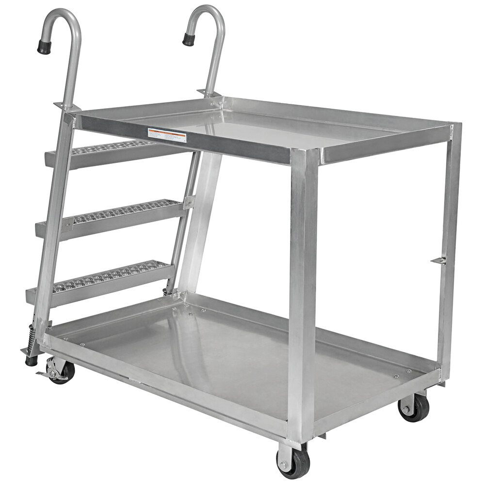 Vestil SPA2-2840 44" x 27 7/8" x 50 3/16" Aluminum 2-Shelf Stock Picker ...