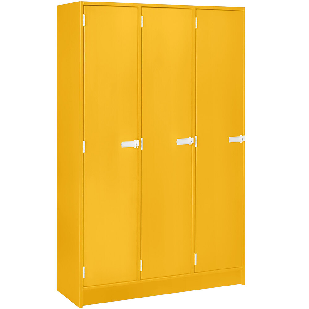 I.D. Systems 45" x 18" x 72" Sun Yellow Triple Door Storage Locker with ...