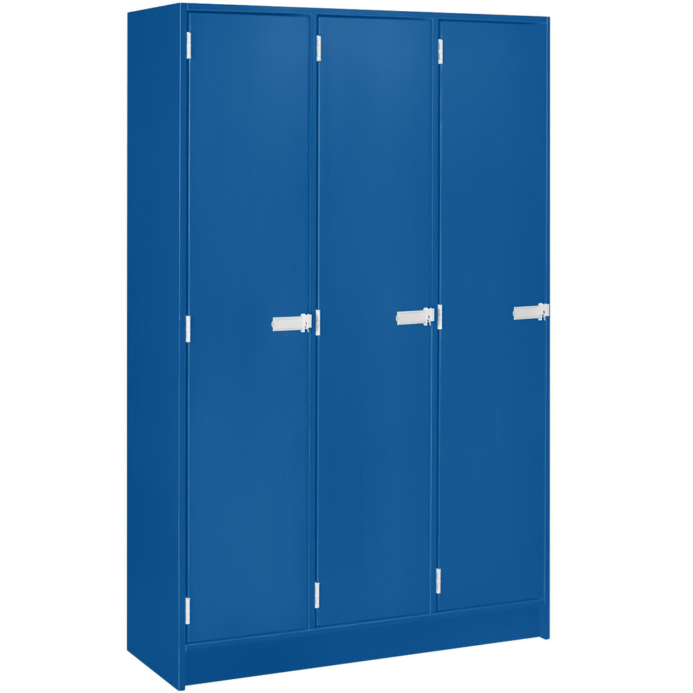 I.D. Systems 45" x 18" x 72" Royal Blue Triple Door Storage Locker with ...