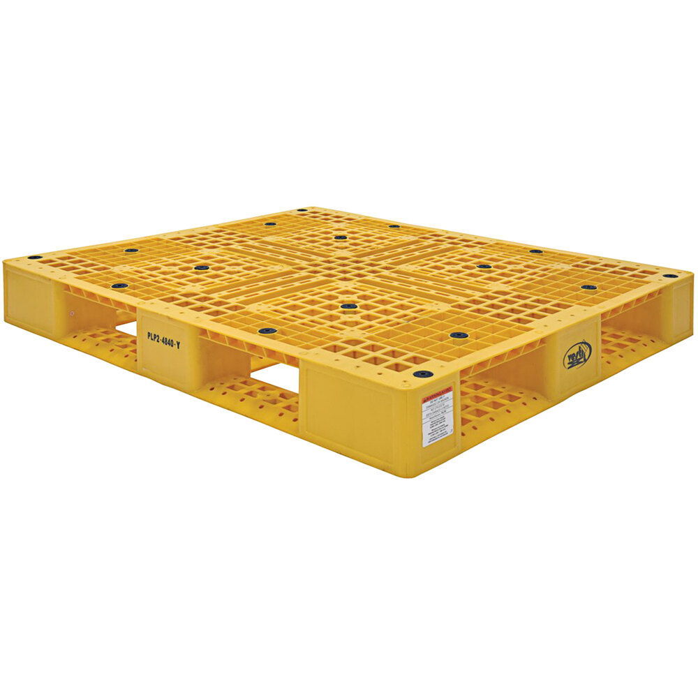 Vestil PLP2-4840-YELLOW 47 3/8" x 39 1/2" x 6" Yellow Plastic Pallet ...