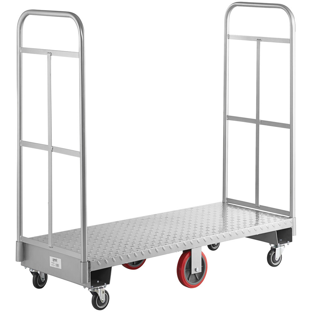Lavex 24" x 60" Heavy-Duty Steel U-Boat Utility Cart - 2000 lb. Capacity