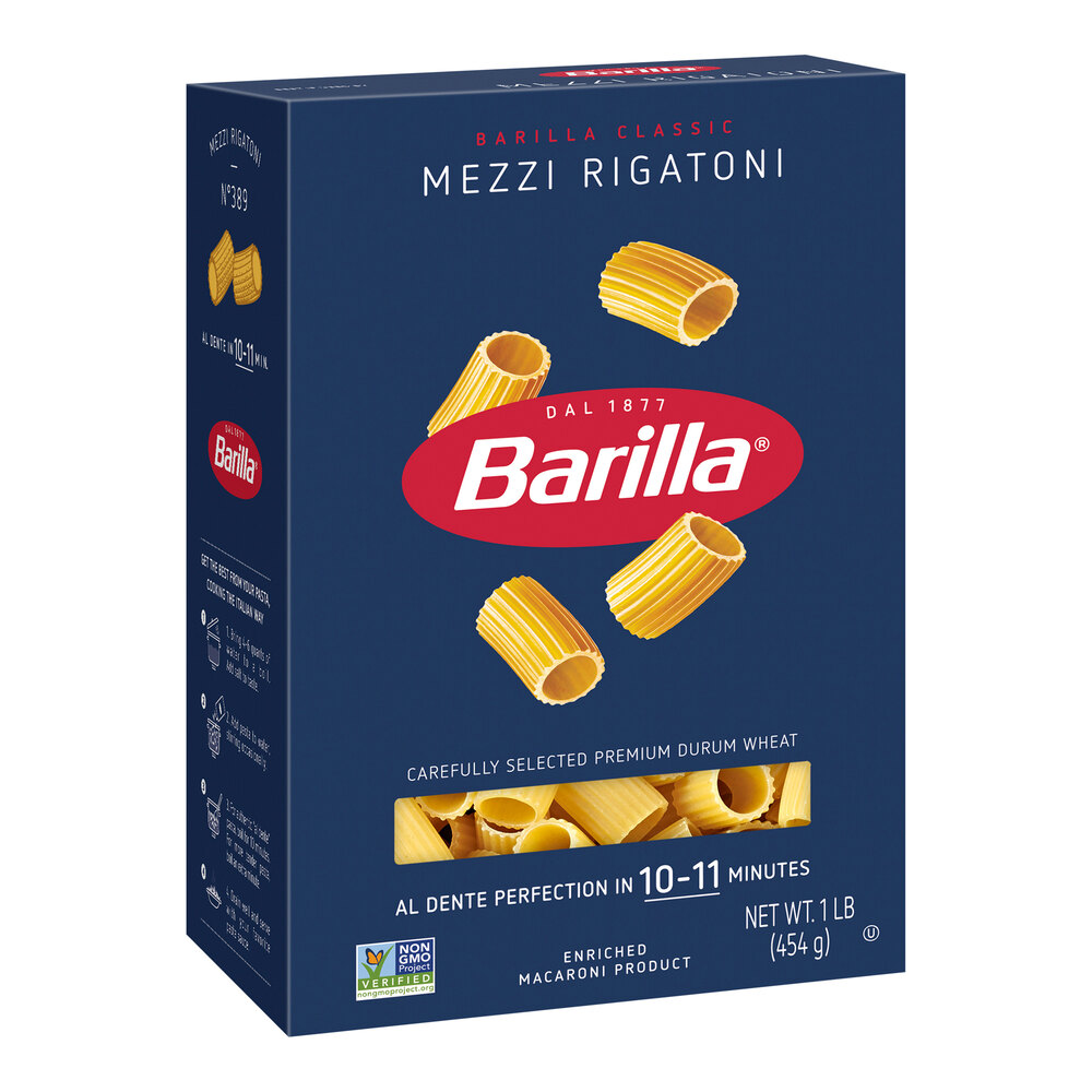 Barilla Mezzi Rigatoni Pasta 1 lb. - 12/Case