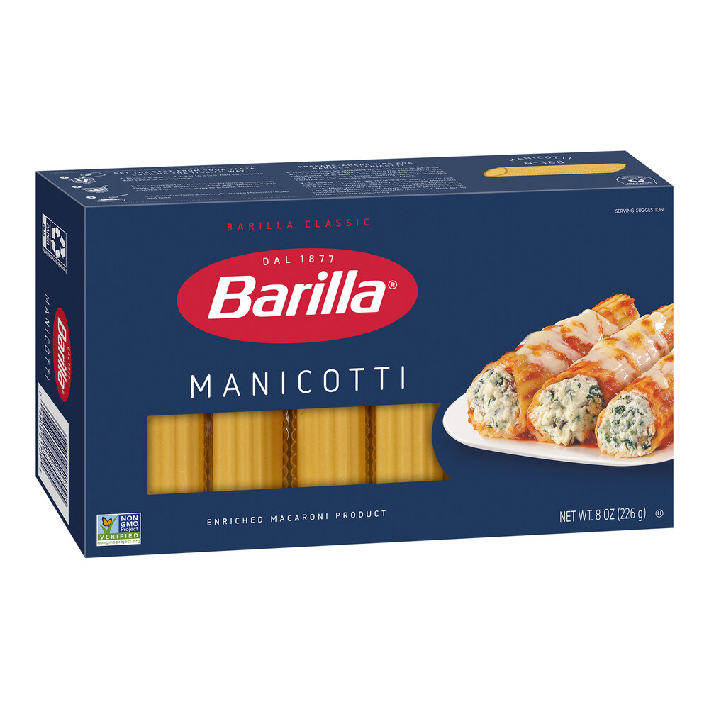 Barilla Manicotti Pasta 8 oz. - 12/Case