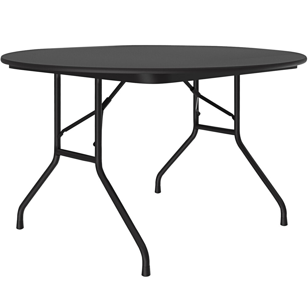 Correll 48" Round Black Granite Thermal-Fused Laminate Top Folding ...