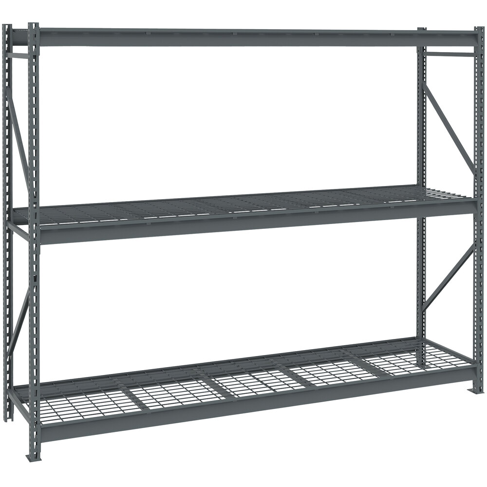 Tennsco 24" x 96" x 84" Medium Grey Bulk Storage Rack Unit with Wire ...