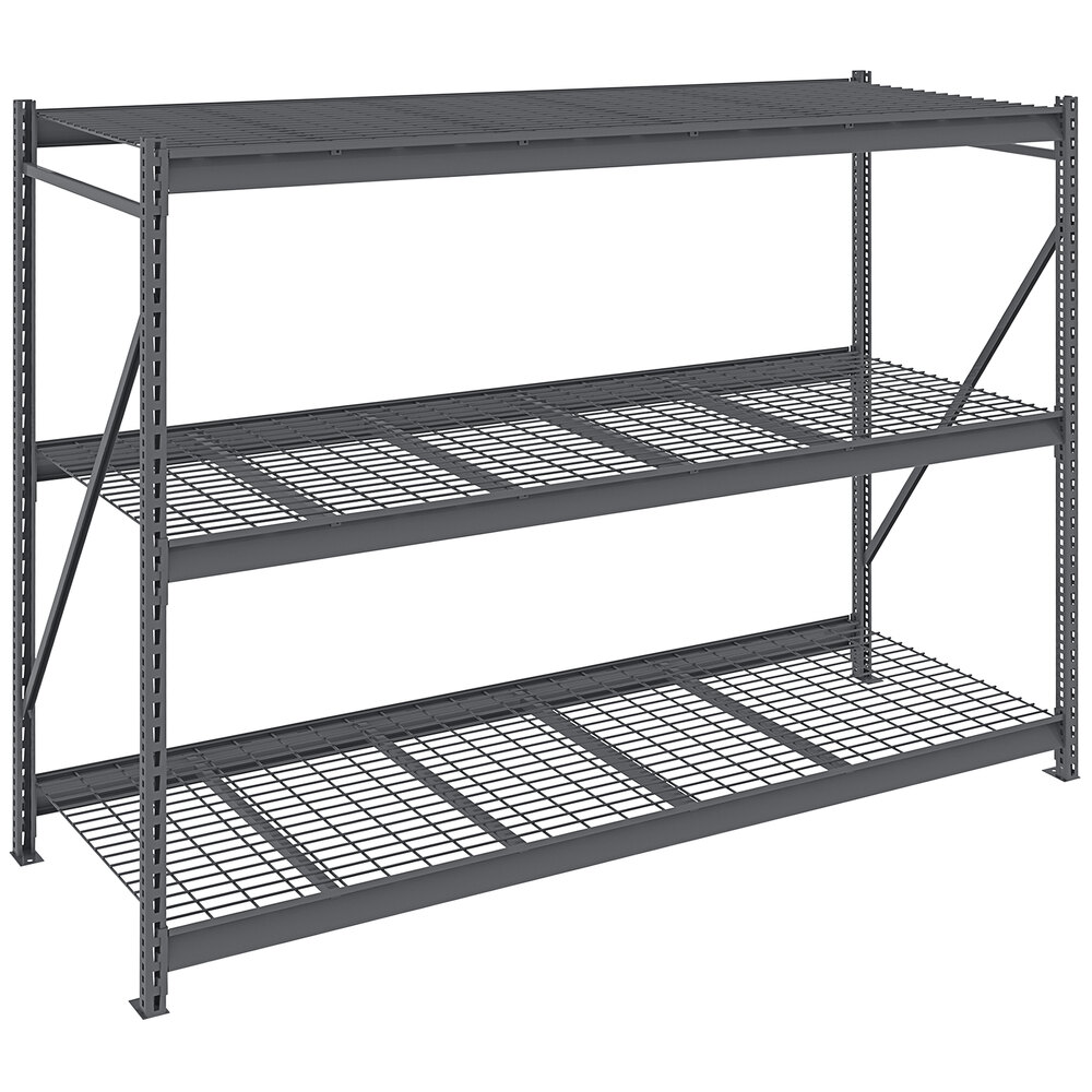 Tennsco 36" x 96" x 72" Medium Grey Bulk Storage Rack Unit with Wire ...