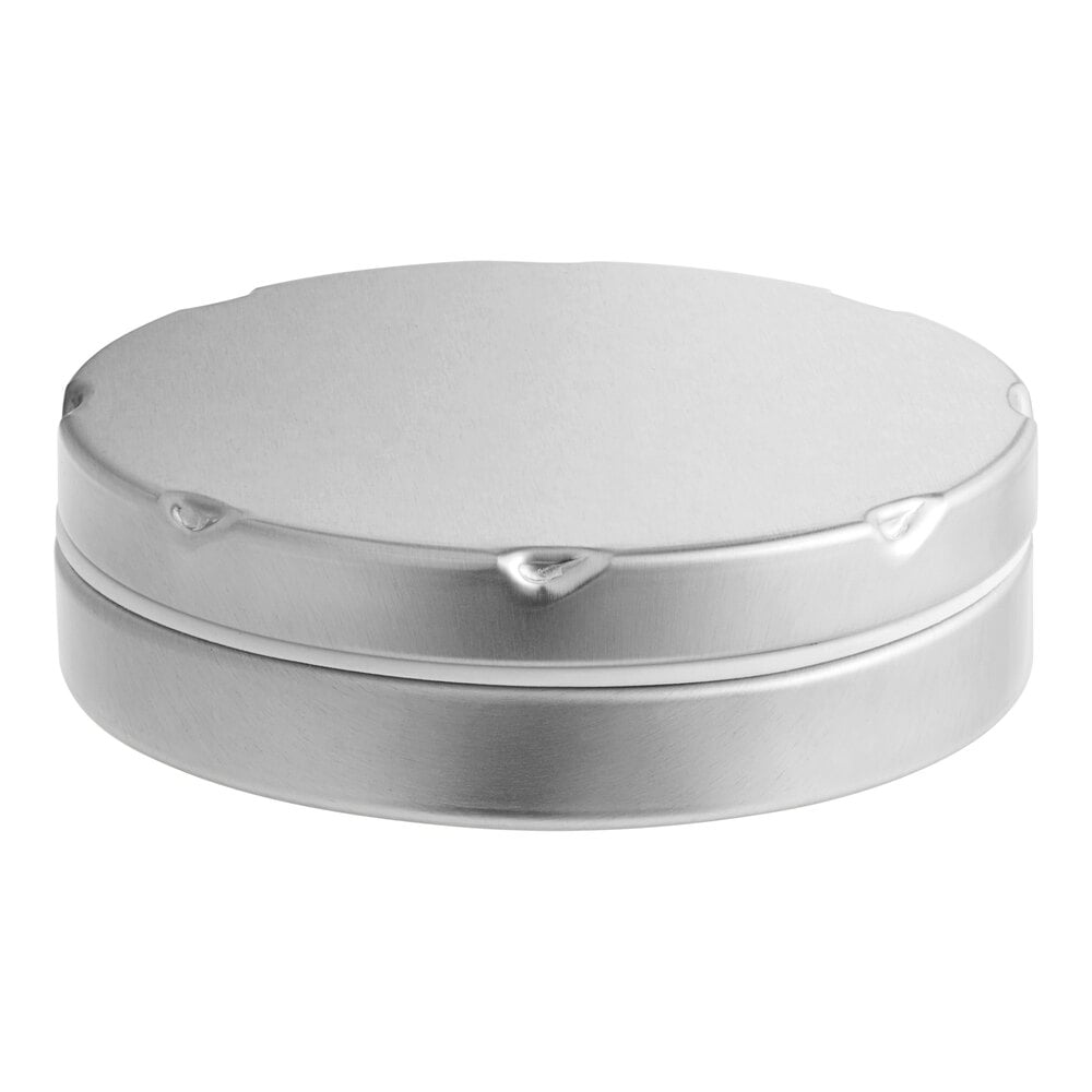2 3/4" x 3/4" Silver Tin with Plastic Ring and Notched Lid - 450/Case