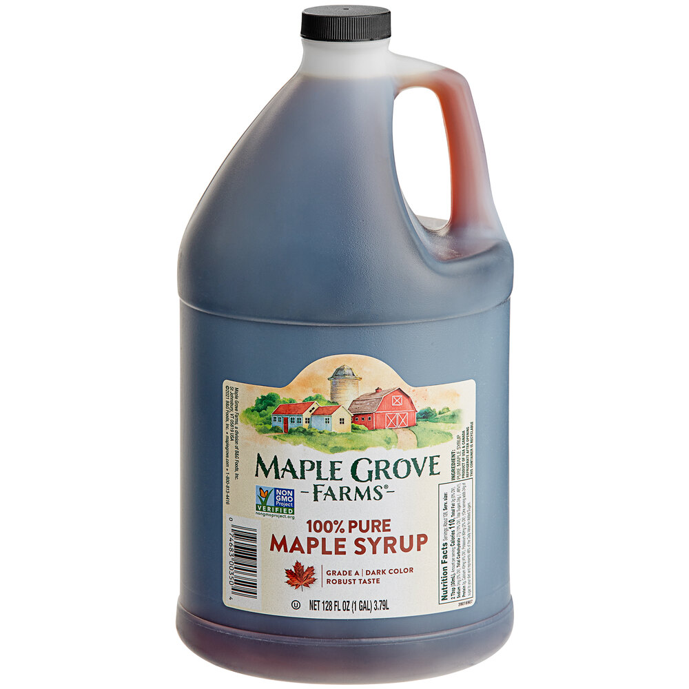Maple Grove Grade A Dark Pure Maple Syrup 1 Gallon - 4/Case