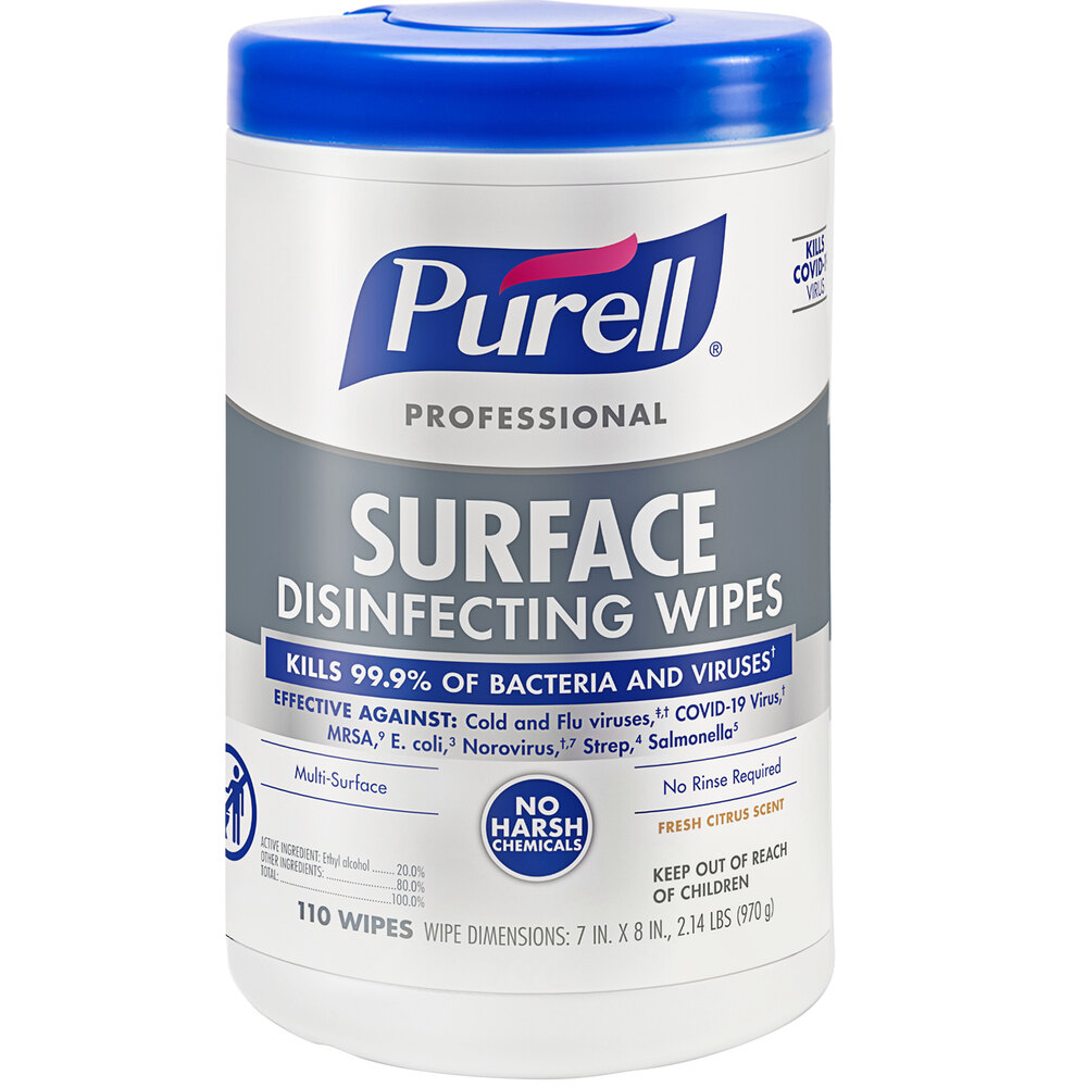 Purell® 9342-06 110 Count Professional Surface Disinfecting Wipes - 6/Case