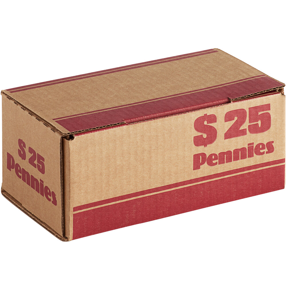 Controltek USA Red Coin Box - $25, Pennies - 50/Pack