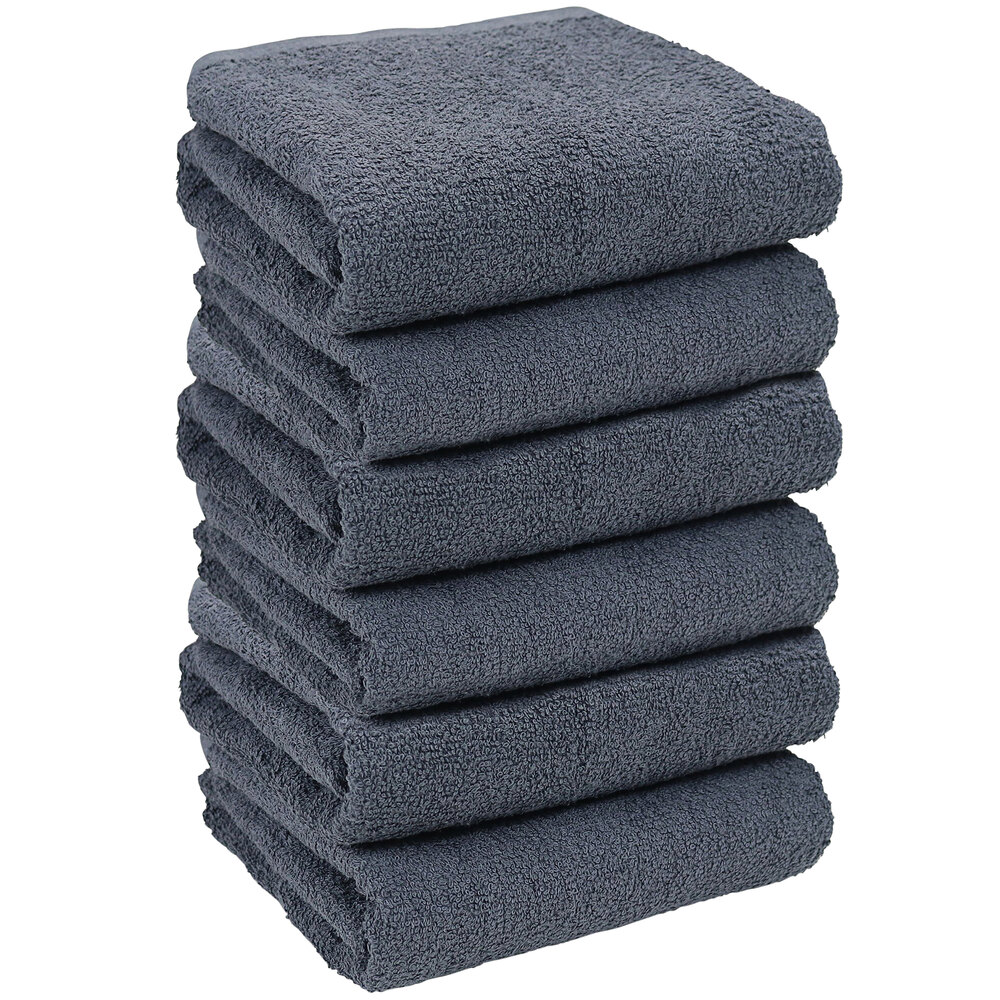 Hospeco 16" x 28" 100% Ring Spun Cotton Navy Bleach-Safe Hand Towel 3 ...