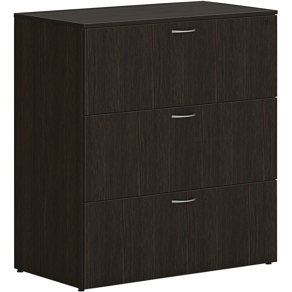 HON Mod 36" x 20" x 40" Java Oak Lateral File Cabinet with 3 Drawers ...