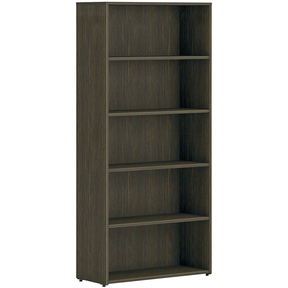 HON Mod 30" x 13" x 65" Java Oak Laminate 5-Shelf Bookcase