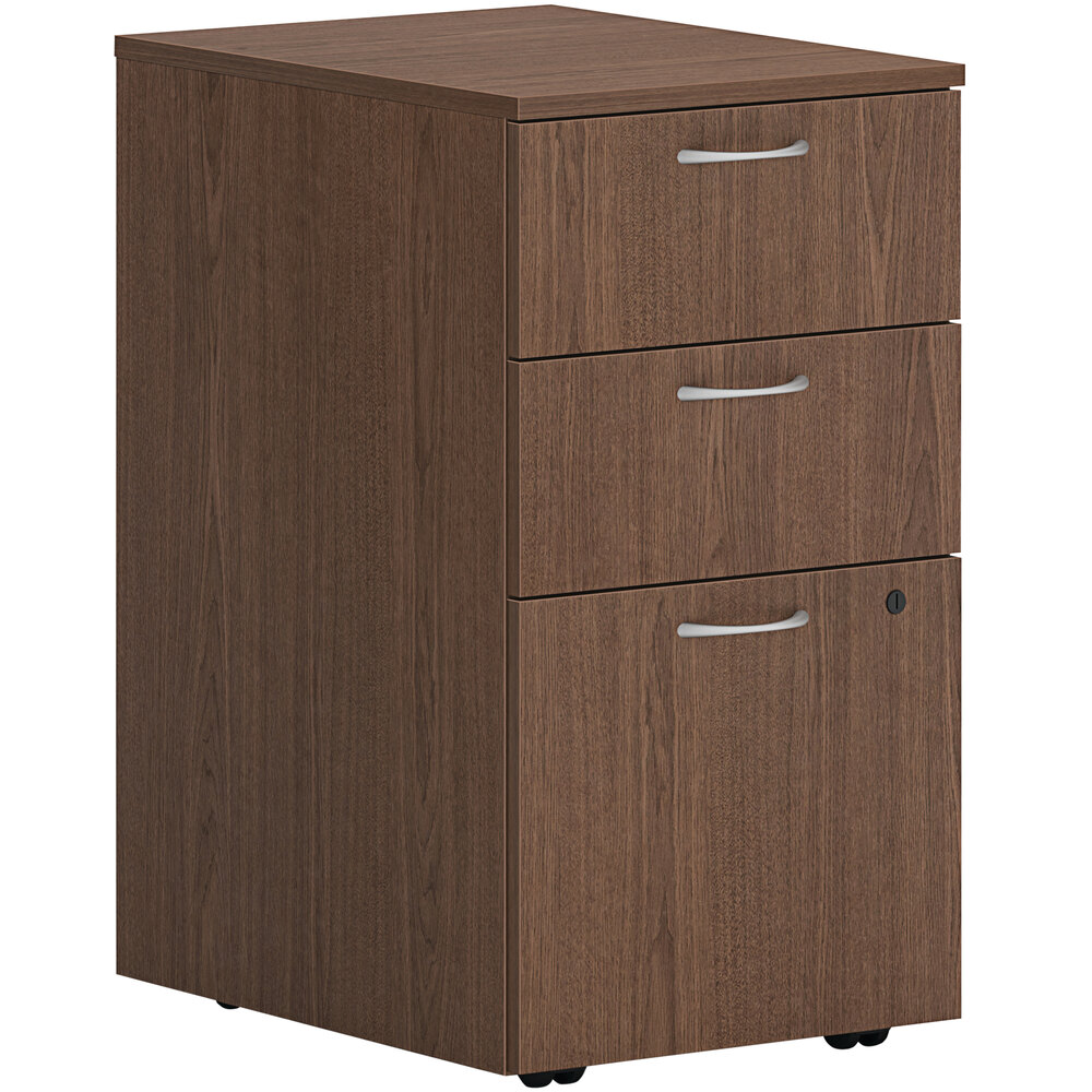 HON Mod 15" x 20" x 28" Sepia Walnut 2 Box Mobile Pedestal with 1 File ...