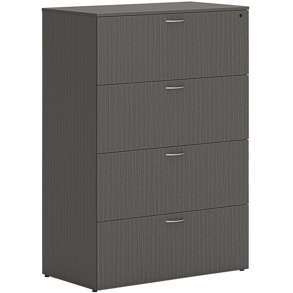 HON Mod 36" x 20" x 53" Slate Teak Lateral File Cabinet with 4 Drawers ...