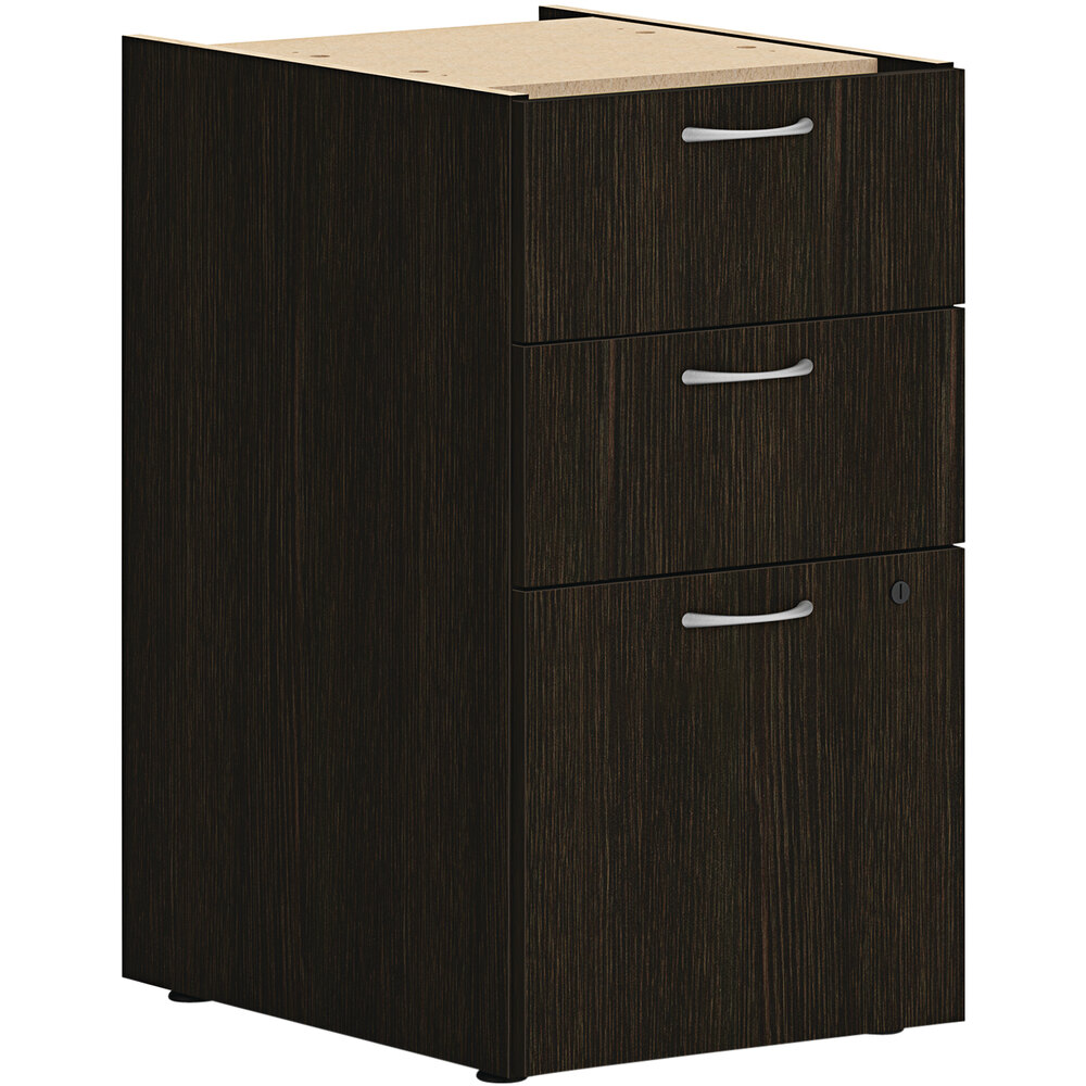 HON Mod 15" x 20" x 28" Java Oak 2 Box Support Pedestal with 1 File Drawer