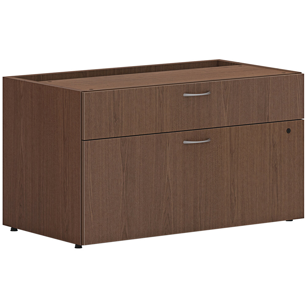 HON Mod 36" x 20" x 20" Sepia Walnut Low Personal Credenza Shell with 2 ...
