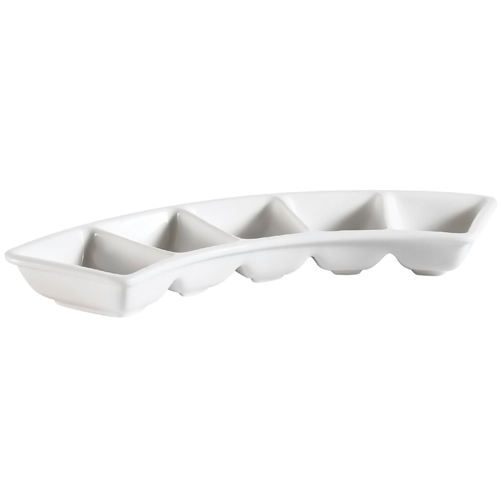 CAC CN-5B10 10" x 3" Bone White 5 Compartment Porcelain Divided Dish ...