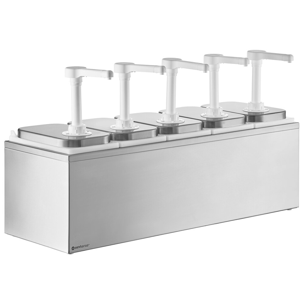 ServSense Quintuple 2 Qt. Stainless Steel Condiment Dispenser - 5 ...