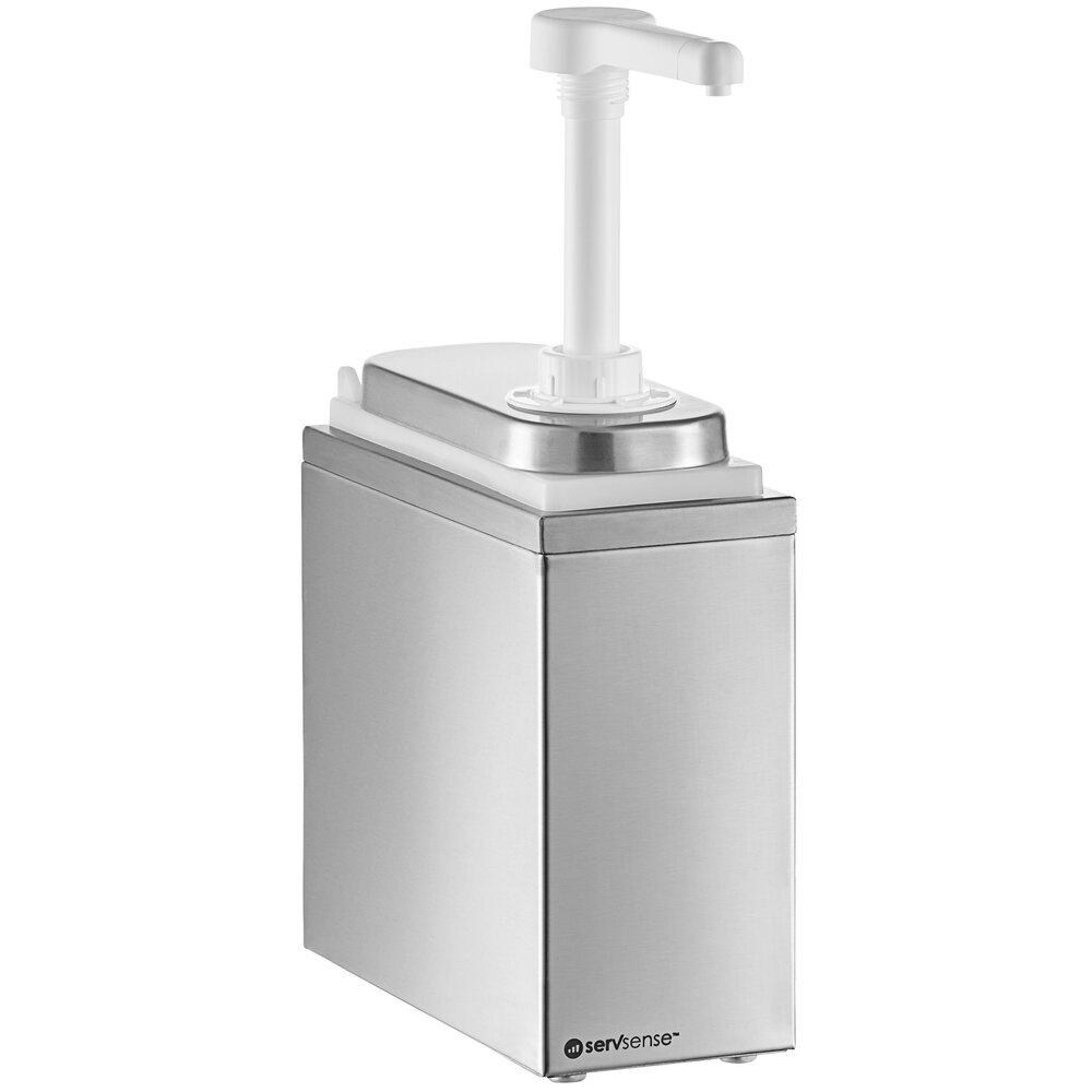 ServSense Single 1 Qt. Stainless Steel Condiment Dispenser - 1 Plastic ...