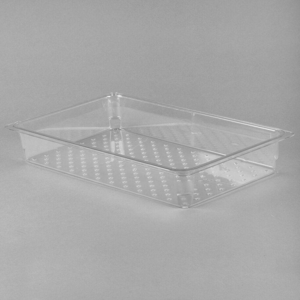 Cambro Camwear Clear Polycarbonate Colander Pan - Full Size 3" Deep
