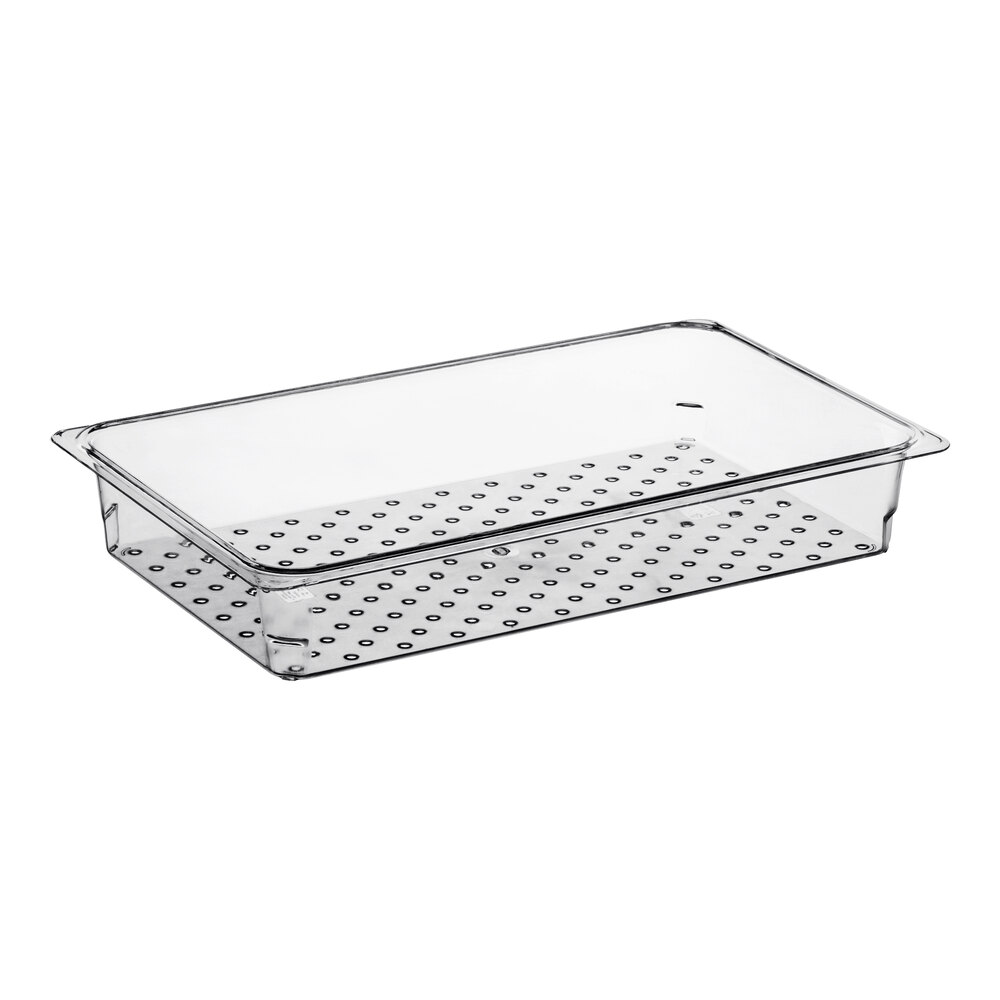 Cambro Camwear Clear Polycarbonate Colander Pan - Full Size 3" Deep