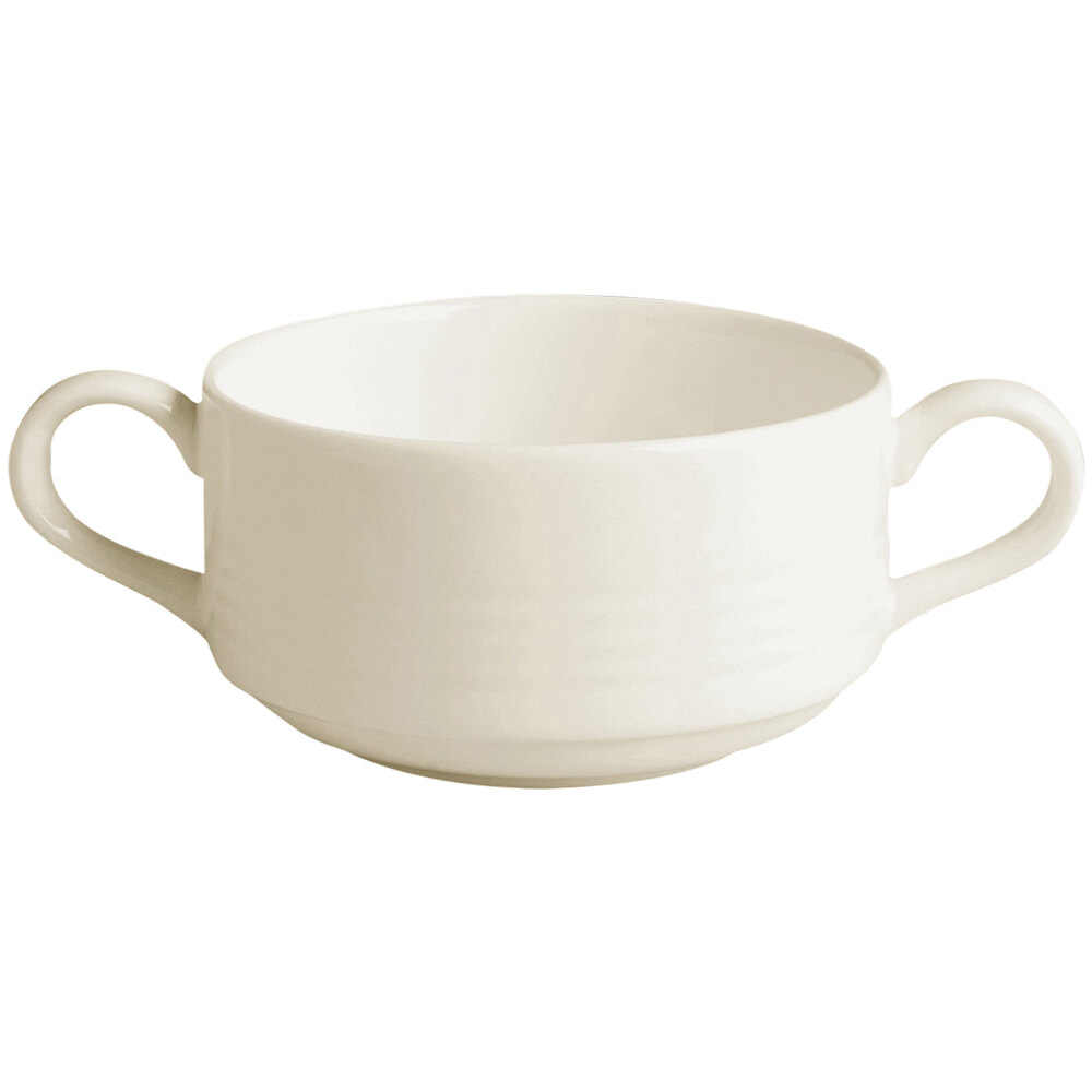 RAK Porcelain Rondo 6.1 oz. Ivory Embossed Porcelain Soup Bowl with 2 ...