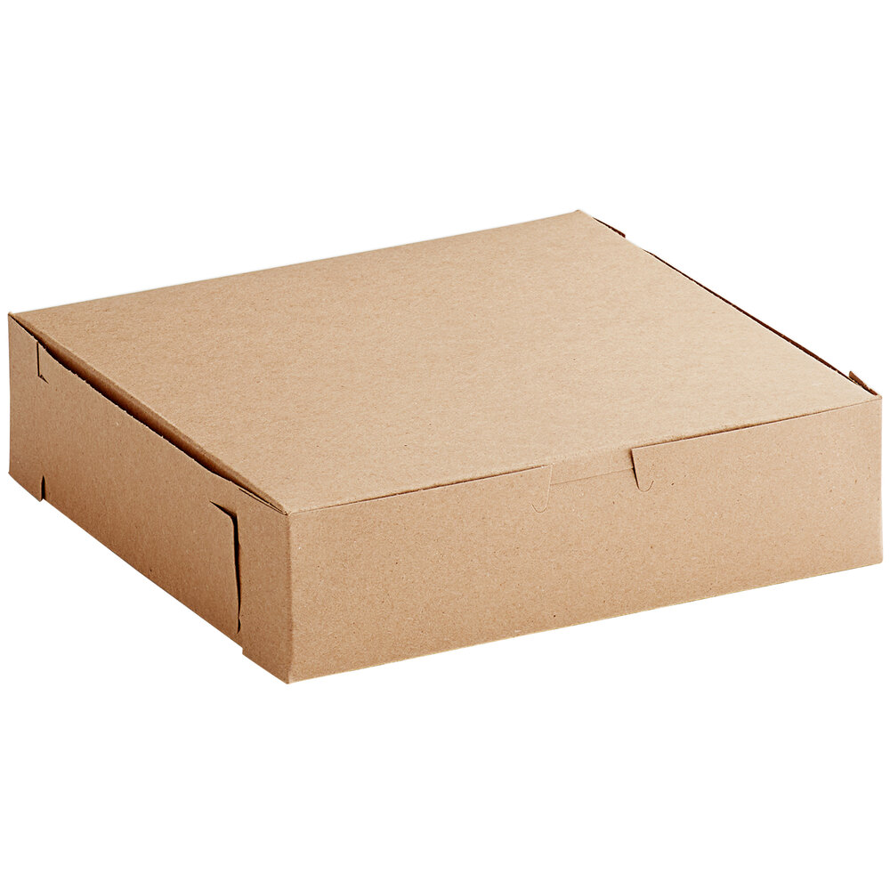 9" x 9" x 2 1/2" Kraft Bakery Box - 250/Bundle