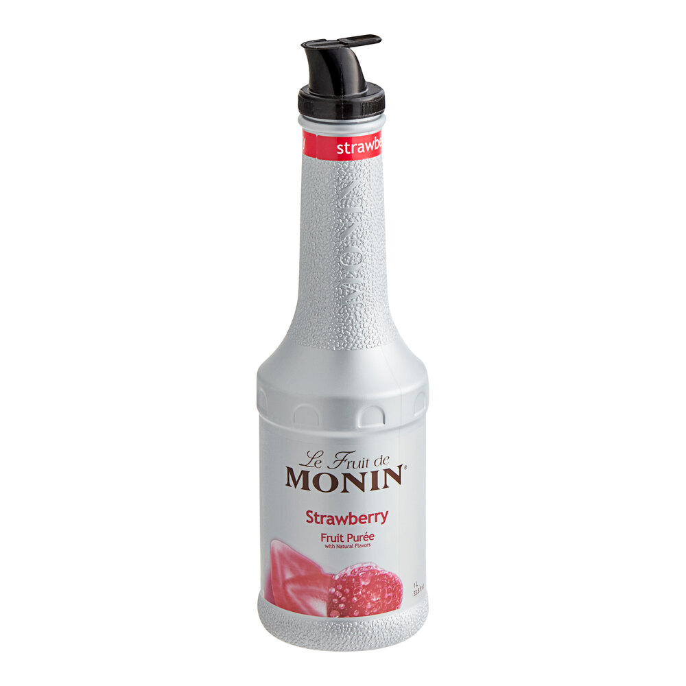 Monin 1 Liter Strawberry Fruit Puree - 4/Case