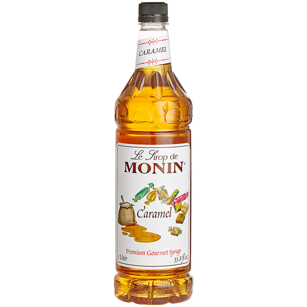 Monin Premium Caramel Flavoring Syrup 1 Liter - 4/Case