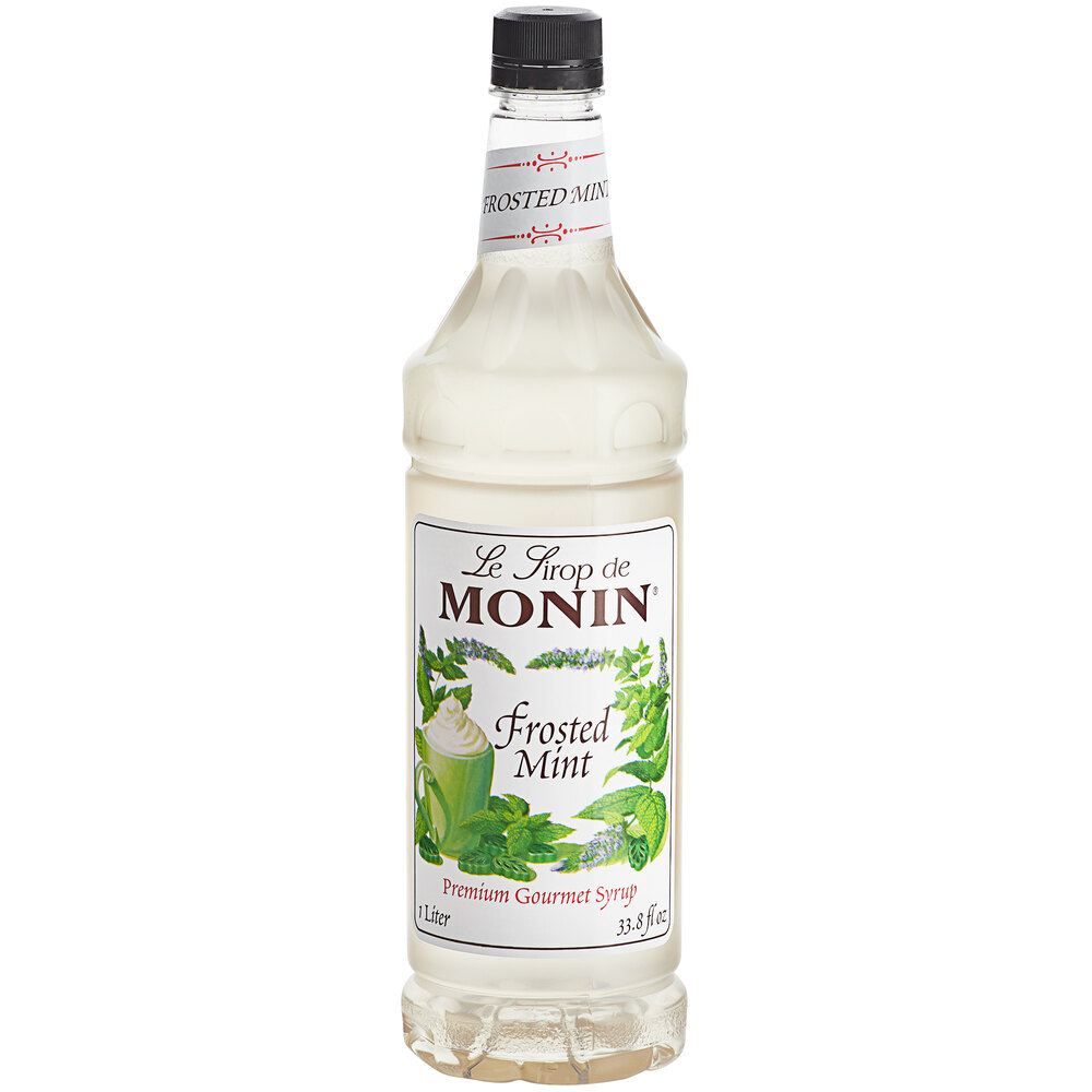 Monin Premium Frosted Mint Flavoring Syrup 1 Liter - 4/Case
