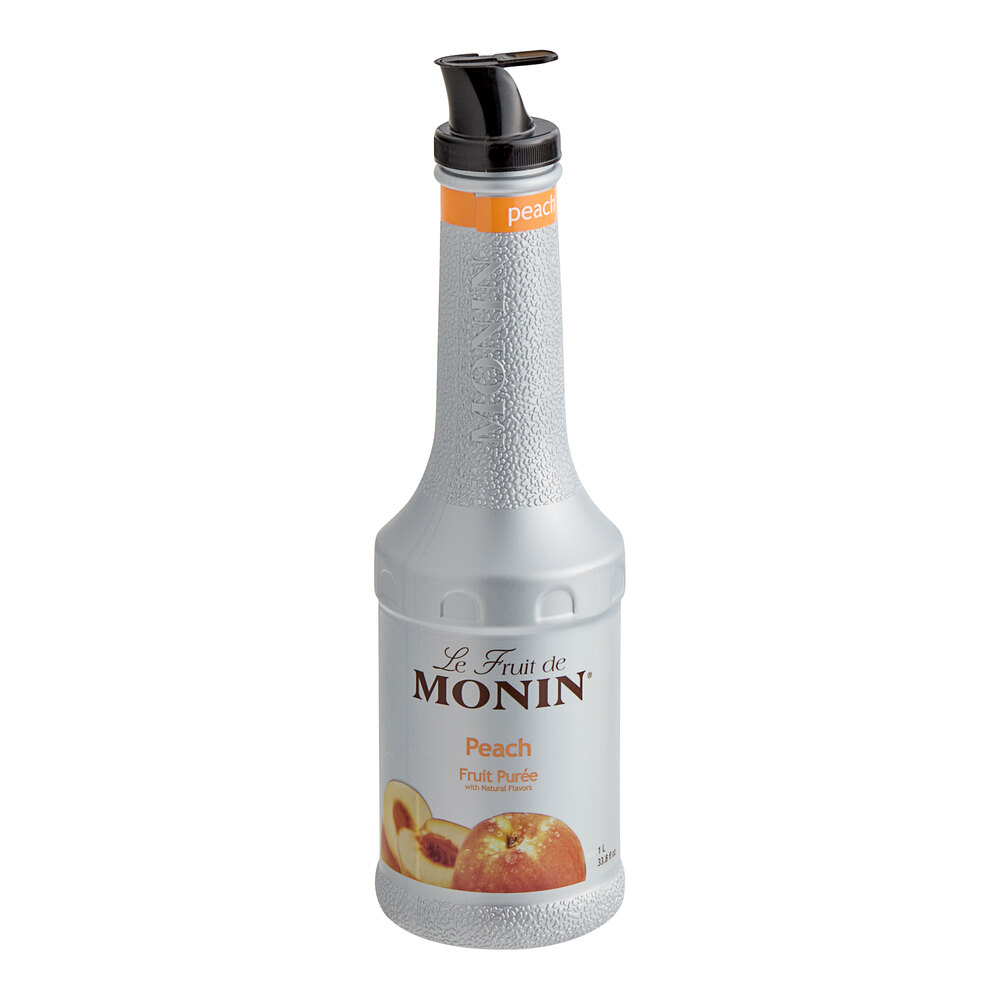 Monin 1 Liter Peach Fruit Puree - 4/Case