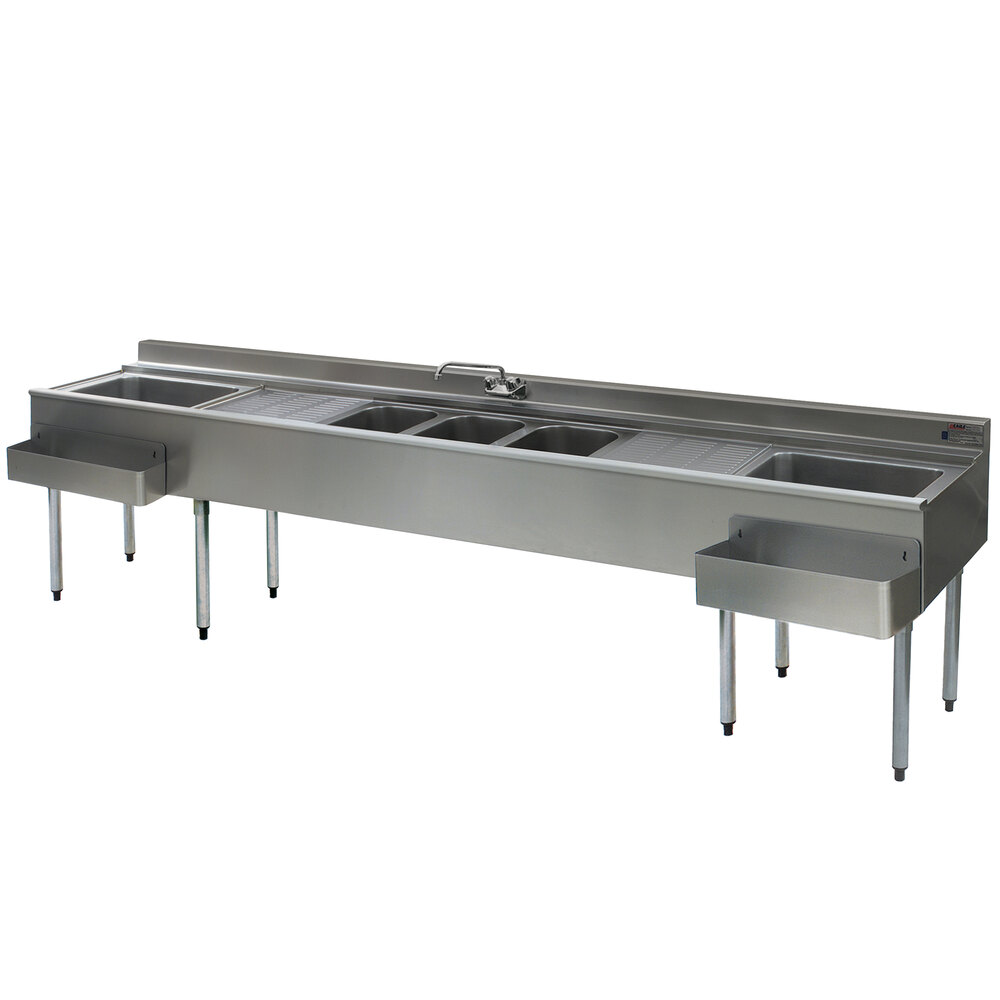 Eagle Group BC9C-22 R&L 108" x 24" Combination Underbar Sink and Ice ...