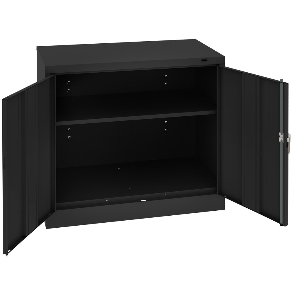 Tennsco 18" x 36" x 36" Black Standard Storage Cabinet with Solid Doors ...