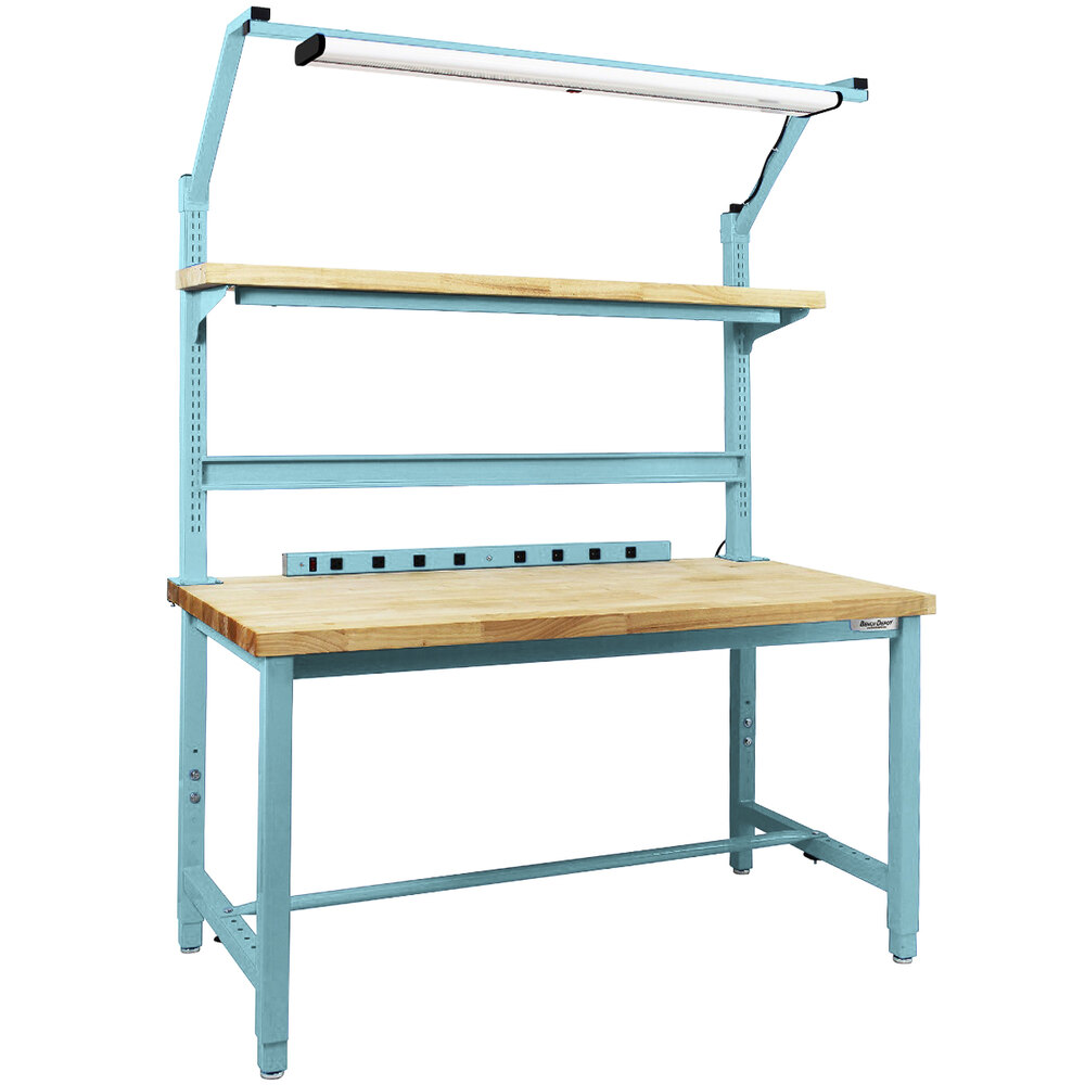 BenchPro Kennedy Series 30" x 60" Butcherblock Wood Top Adjustable ...