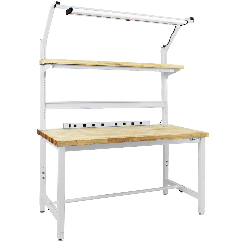 BenchPro Kennedy Series 30" x 60" Butcherblock Wood Top Adjustable ...