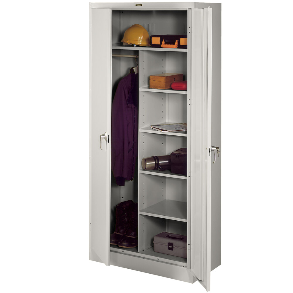 Tennsco 18" x 36" x 78" Light Gray Deluxe Combination Cabinet with ...