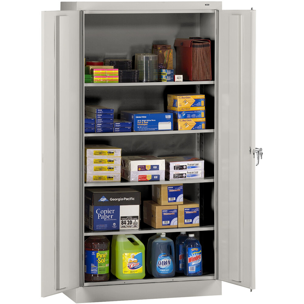 Tennsco 18" x 36" x 72" Light Gray Standard Storage Cabinet with Solid ...
