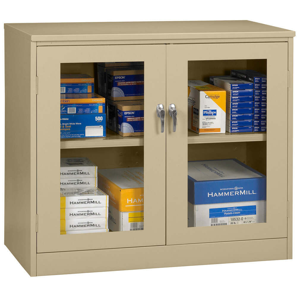 Tennsco 18" x 48" x 42" Sand Jumbo Storage Cabinet with C-Thru Doors ...
