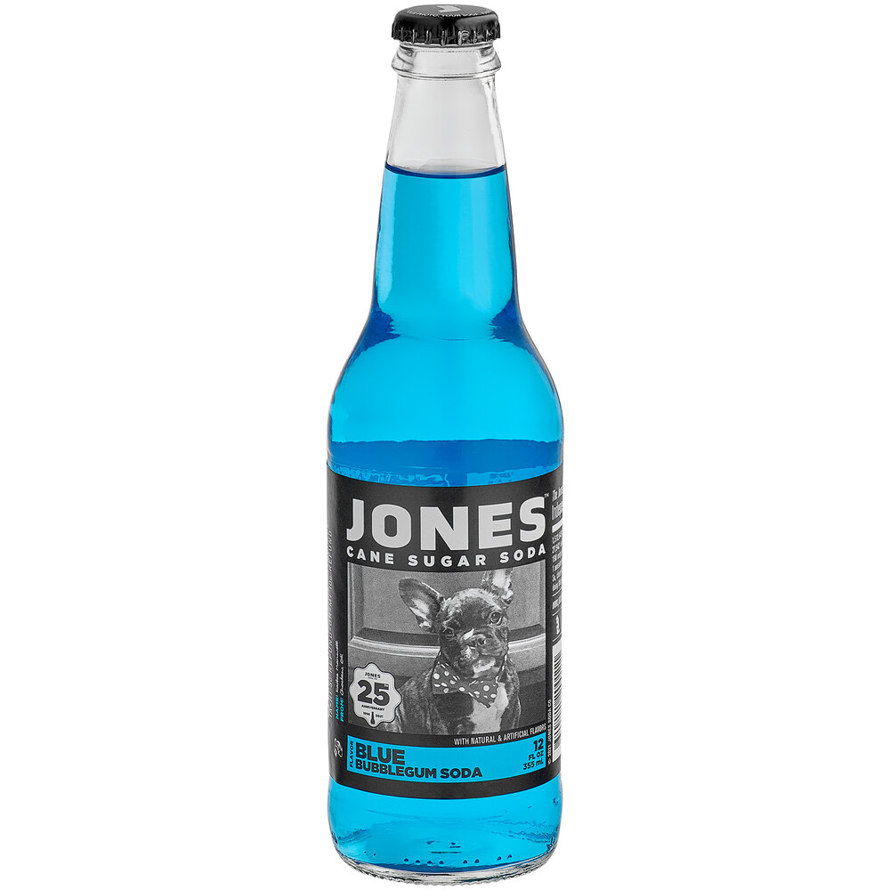 Jones Blue Bubblegum Soda 12 fl. oz. - 12/Case