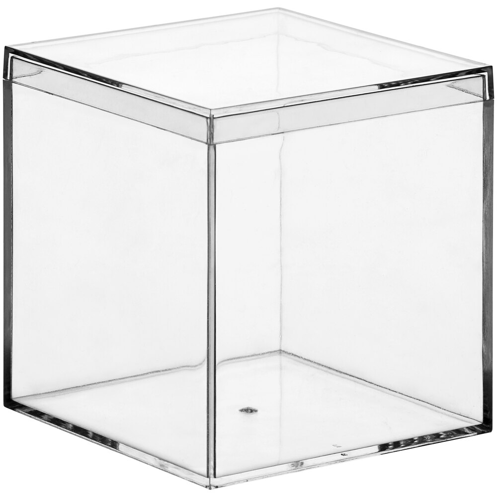 Visions Clear Plastic Mini Cube with Lid 3" - 96/Case
