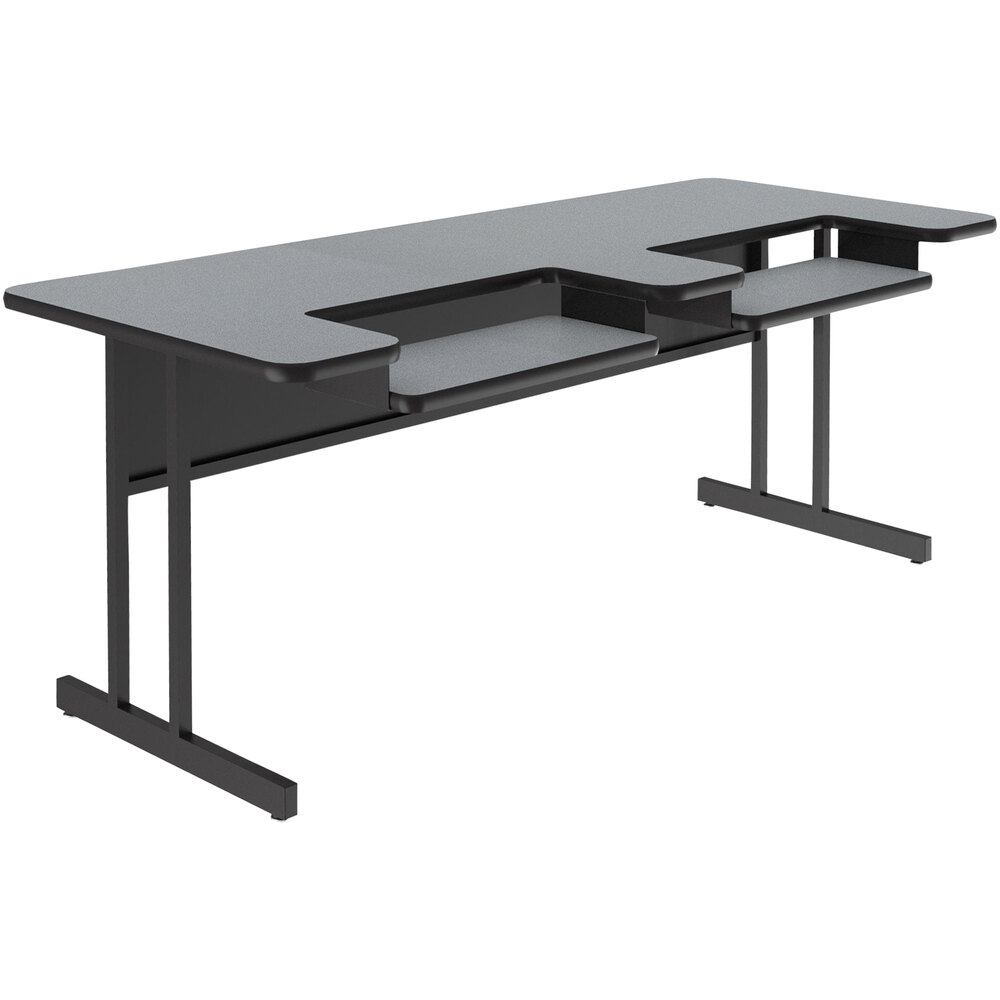 Correll 30" x 72" Gray Granite Bi-Level Thermal-Fused Laminate Top ...