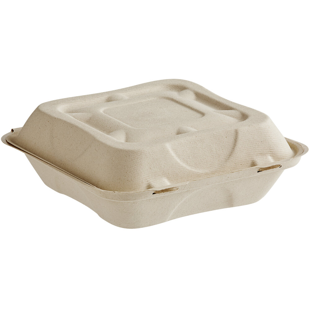 World Centric 9" x 9" x 3" Compostable PLA Lined Fiber Clamshell ...