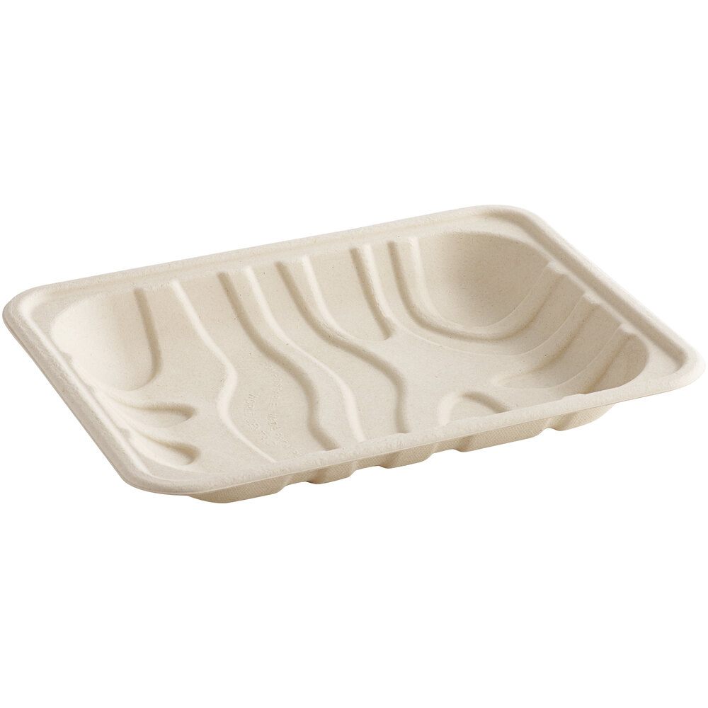 World Centric Compostable Fiber Meat Tray 9 1/4" x 7 1/4" x 1 1/4 ...