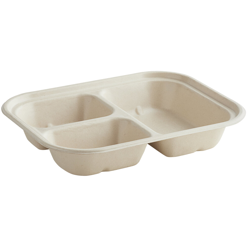 World Centric 29 oz. 3-Compartment Compostable Fiber Container - 400/Case