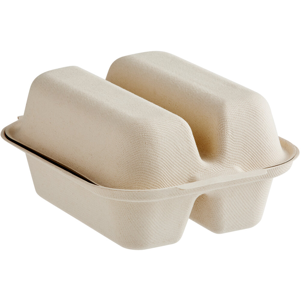 World Centric 2-Compartment Compostable Fiber Clamshell Taco Container ...