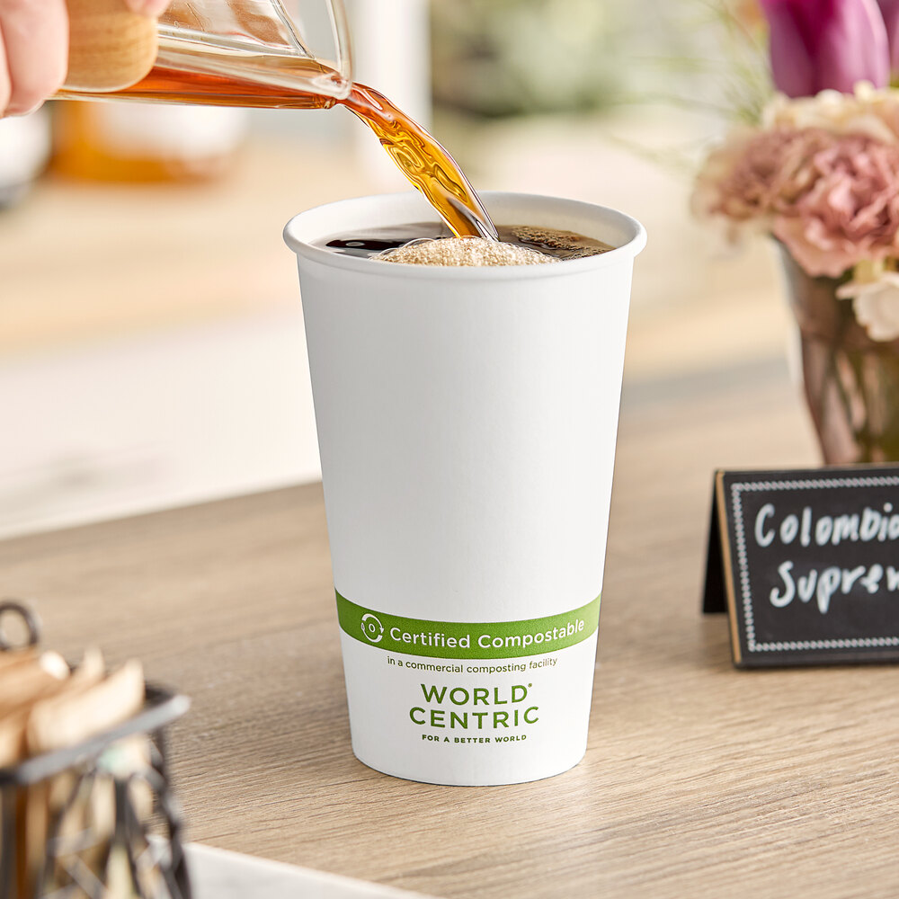 World Centric NoTree 16 oz. White Compostable Paper Hot Cup - 1000/Case