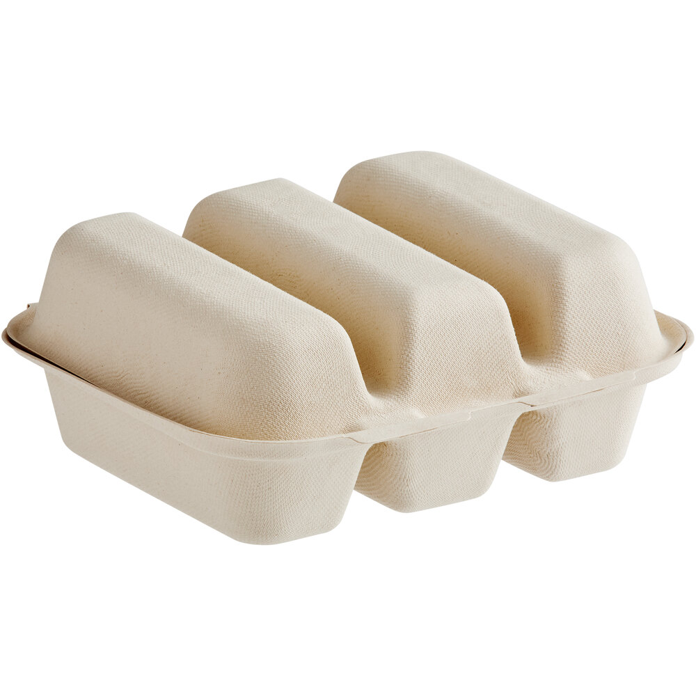 World Centric 3-Compartment Compostable Fiber Clamshell Taco Container ...